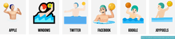 🤽 Emojis jugando al waterpolo 🤽🏻🤽🏼🤽🏽🤽🏾🤽🏿🤽‍♂️🤽‍♀️