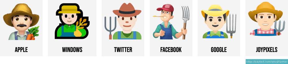 🧑‍🌾 Farmer emojis 🧑🏻‍🌾🧑🏼‍🌾🧑🏽‍🌾🧑🏾‍🌾🧑🏿‍🌾👨‍🌾👩‍🌾