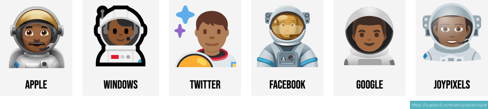 🧑‍🚀 Astronaut emojis 🧑🏻‍🚀🧑🏼‍🚀🧑🏽‍🚀🧑🏾‍🚀🧑🏿‍🚀👨‍🚀👩‍🚀