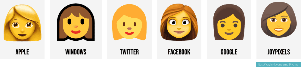 👩 Woman emojis (w/ 35+ skin & hair colors combos) 👩🏻👩🏼‍🦰👩🏽‍🦱👩🏾‍🦳👩🏿‍🦲👱🏻‍♀️
