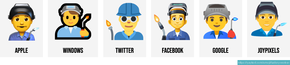 🧑‍🏭 Factory worker emojis 🧑🏻‍🏭🧑🏼‍🏭🧑🏽‍🏭🧑🏾‍🏭🧑🏿‍🏭👨‍🏭👩‍🏭